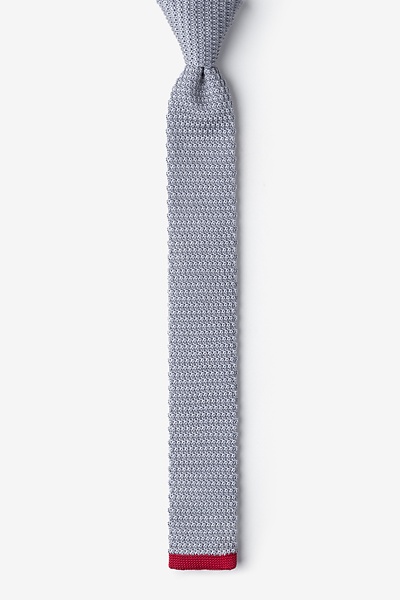 Silver Polyester Contrasting Tip Knit Skinny Tie | Ties.com