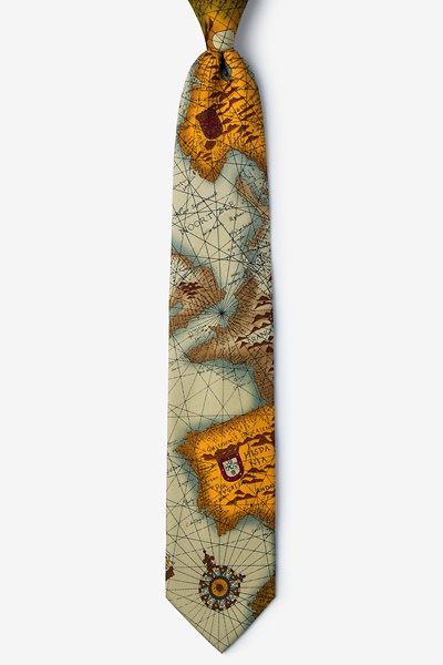 Tan/taupe Microfiber World Map Tie | Ties.com