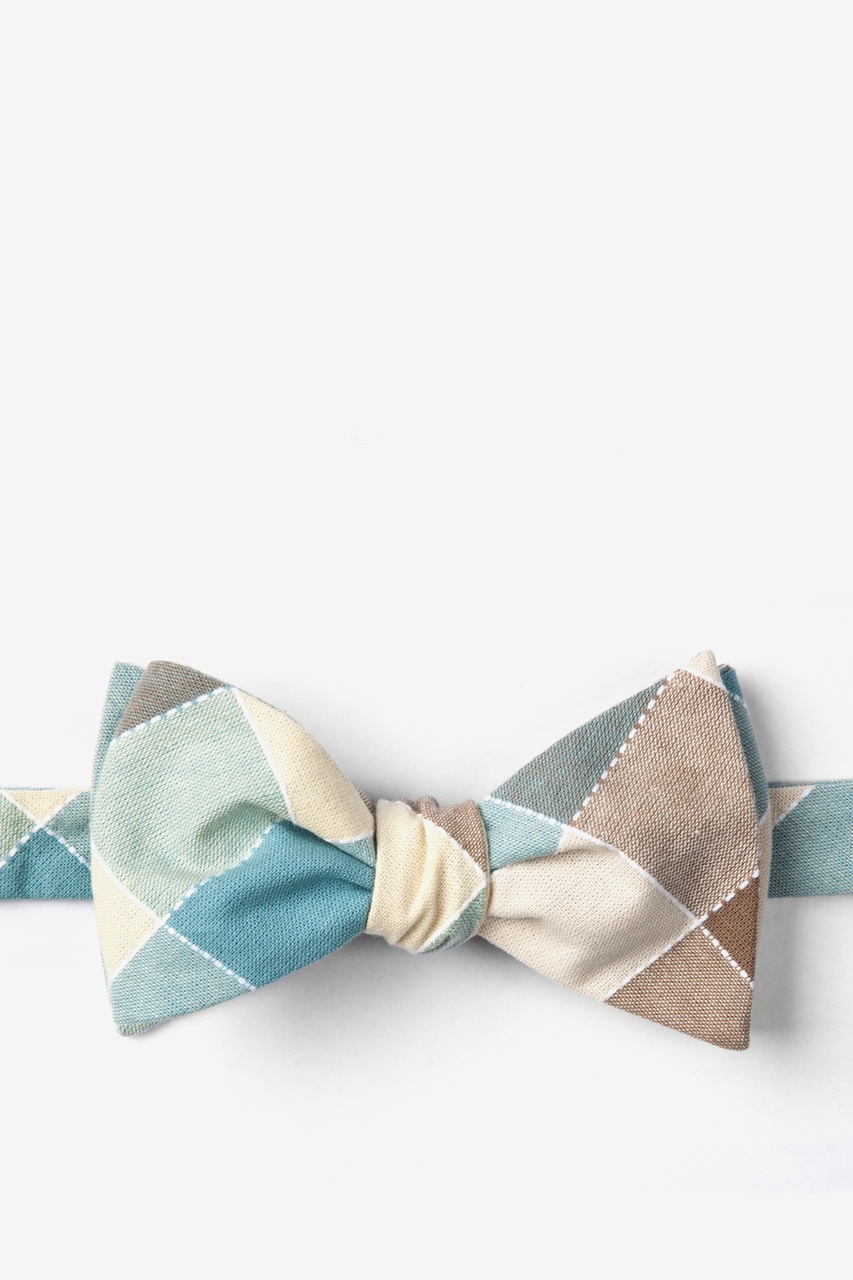 Turquoise Cotton Thatcher Check Self-Tie Bow Tie | Ties.com