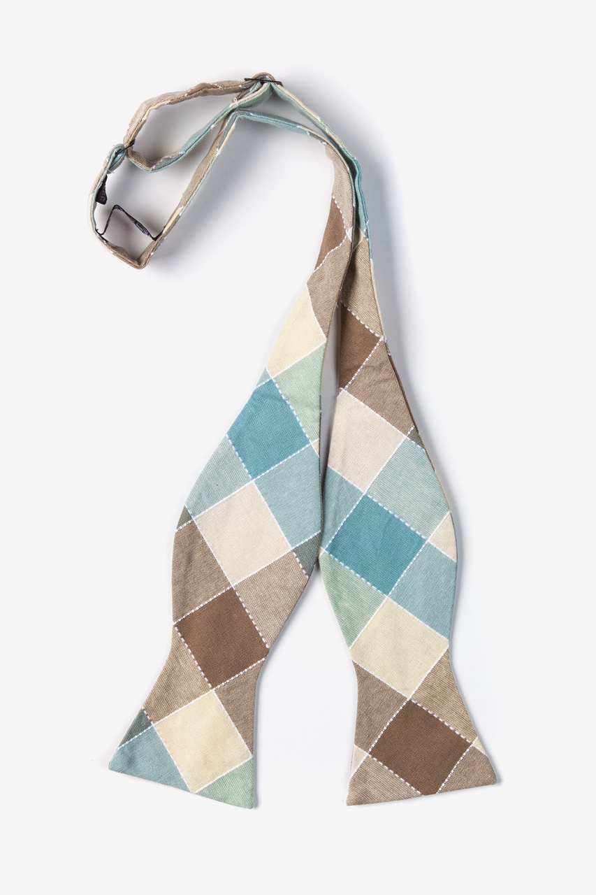 Turquoise Cotton Thatcher Check Self-Tie Bow Tie | Ties.com