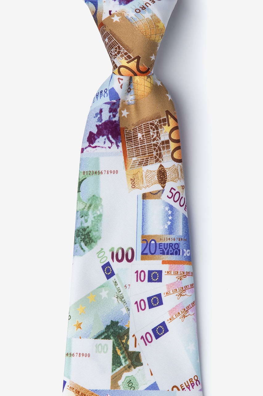White Microfiber Euro Money Extra Long Tie | Ties.com