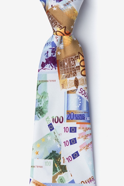 White Microfiber Euro Money Extra Long Tie | Ties.com