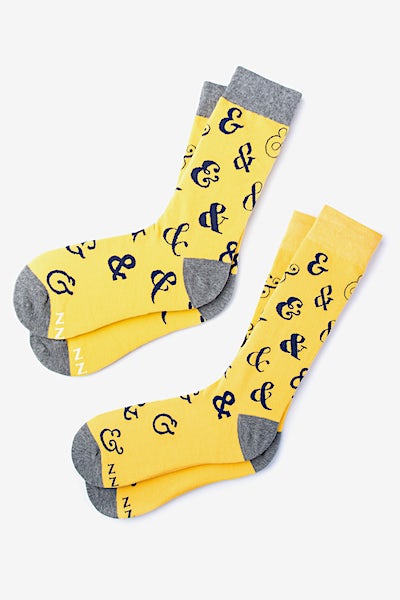 Yellow Carded Cotton Ampersand Addict His & Hers Socks | Ties.com