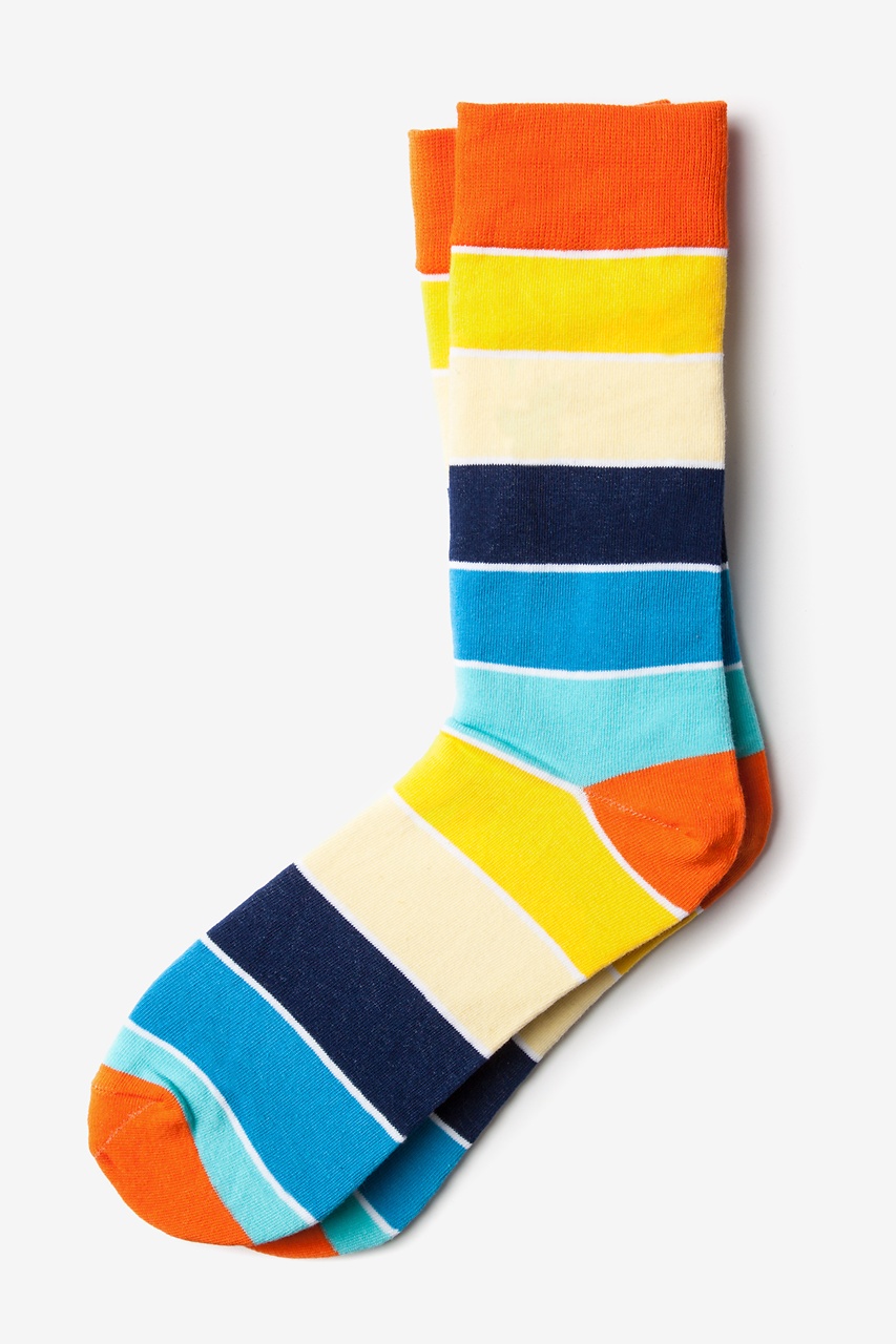 Yellow Carded Cotton Cypress Stripe Sock | Ties.com