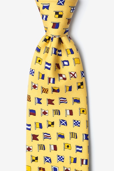A-Z International Flags Tie | Yellow Silk Nautical Neckties | Ties.com