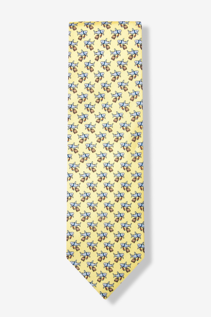 Sharks & Briefcases Yellow Tie | Occupation Neckties | Ties.com