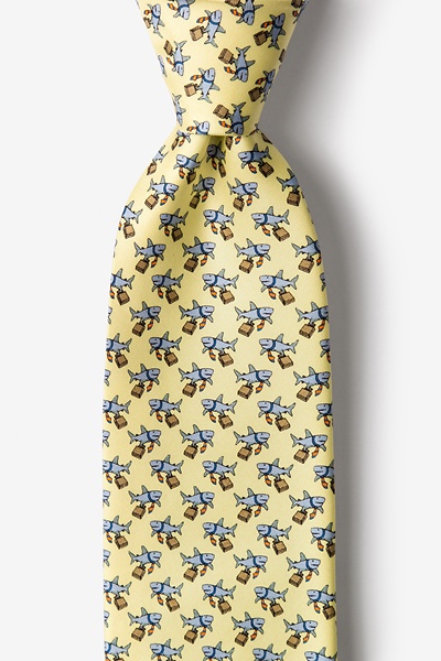 Sharks & Briefcases Yellow Tie | Occupation Neckties | Ties.com